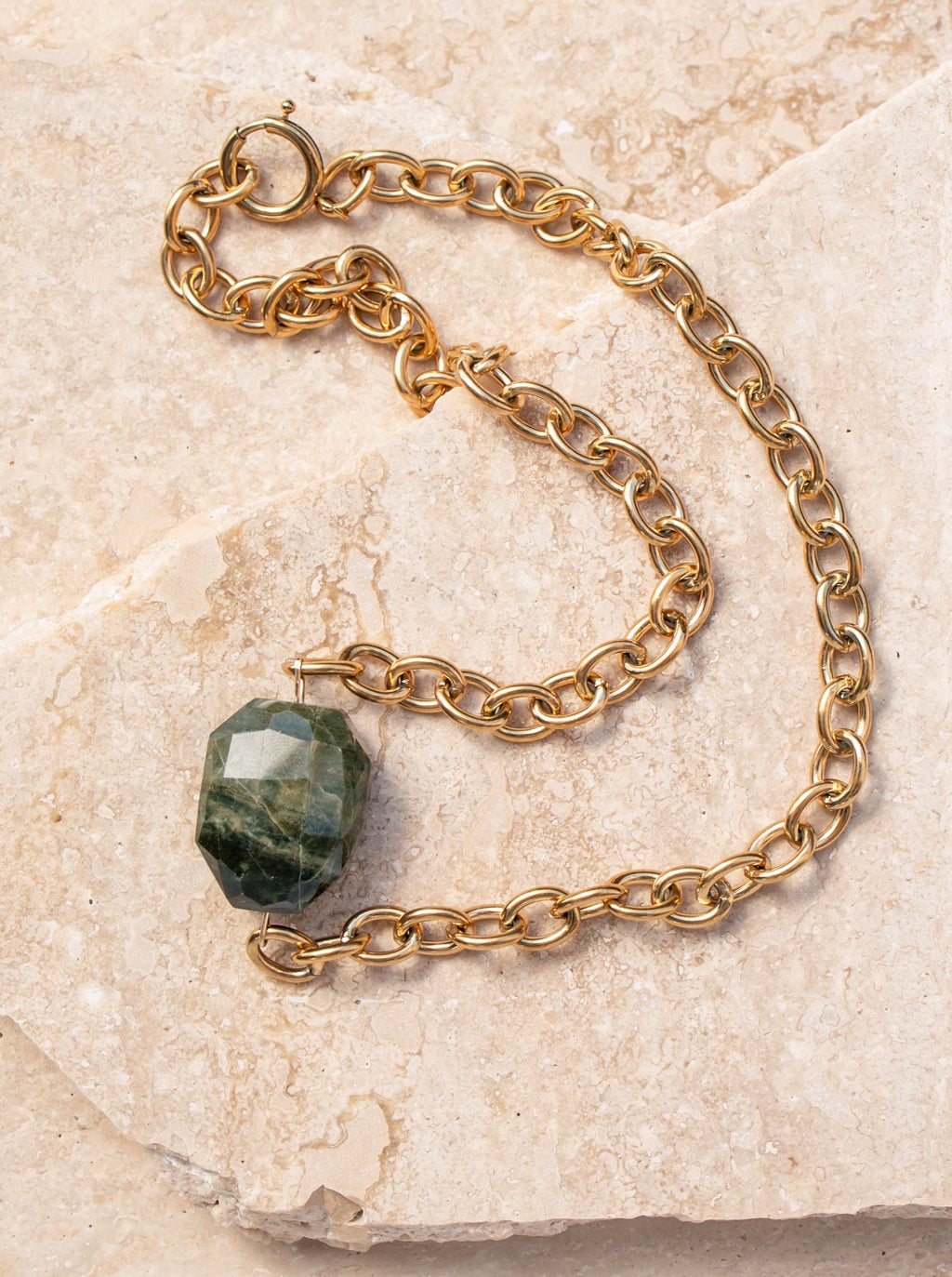 Green Jasper Gold Mini Chunky Choker – Cathy Pope Jewellery NZ