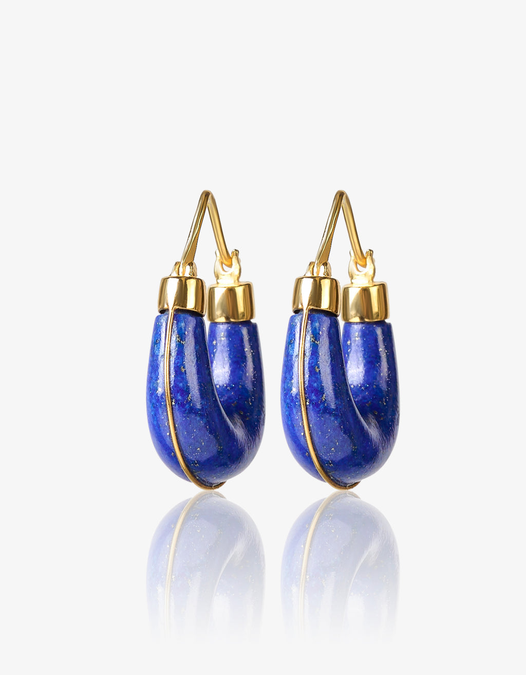 Lapis Gold Hoops – Cathy Pope Jewellery NZ